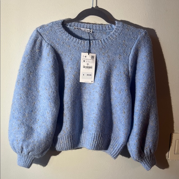 Zara | Sweaters | Zara Light Blue Womens Sweater With Subtle Sparkle ...